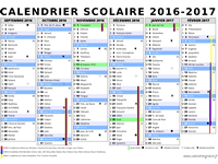 Calendrier 2016 français à imprimer en PDF et Excel.