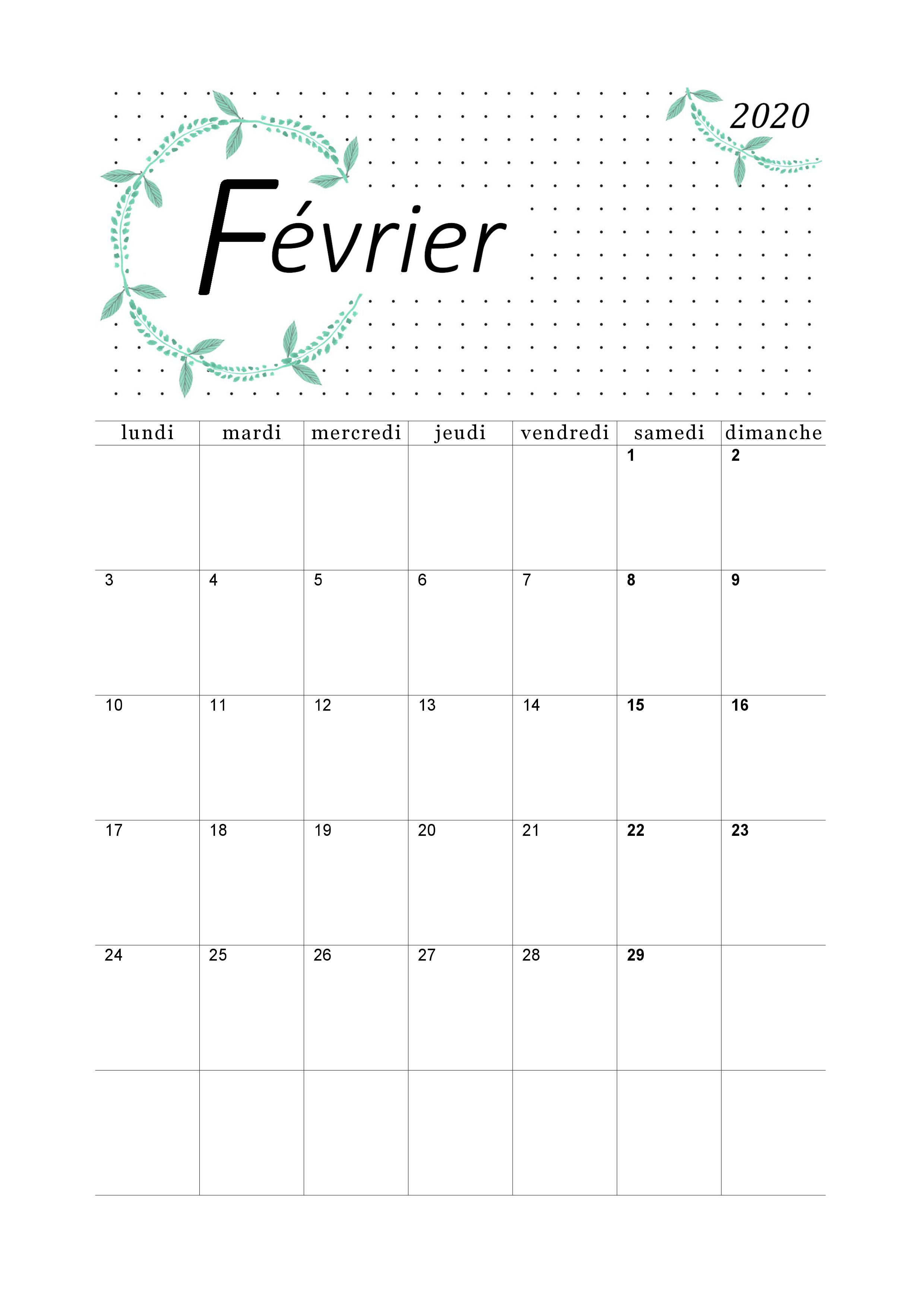 Calendriers Février 2020